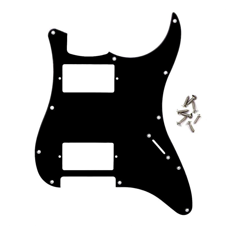 Stratocaster HH Pickguard with Shielding Black/Peral White - MuzikOne