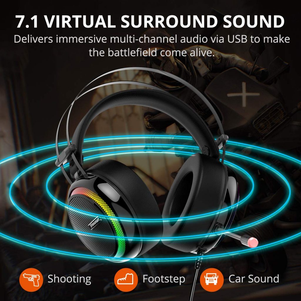 Tronsmart Glary 7.1 USB Gaming Headset with LED Lighting - MuzikOne